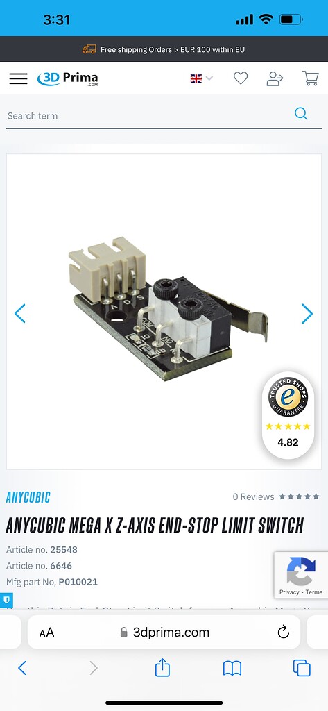 Anycubic Mega X Z-Axis Limit Switch - 3D Printer Parts - 3D Printing Space